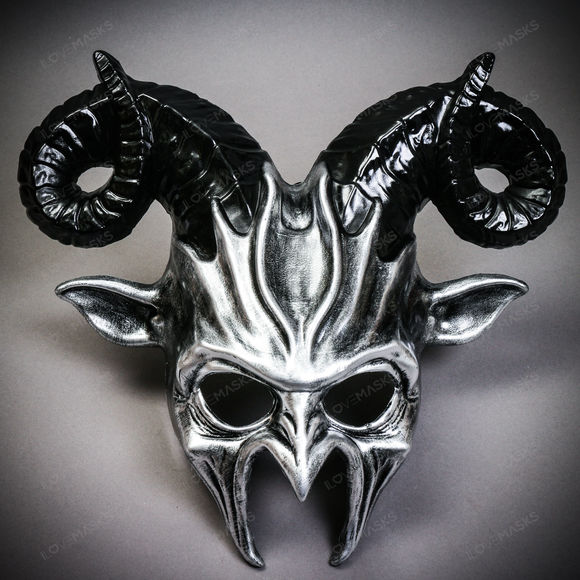 ILOVEMASKS | Accessories | Krampus Ram Demon With Black Horns Devil ...